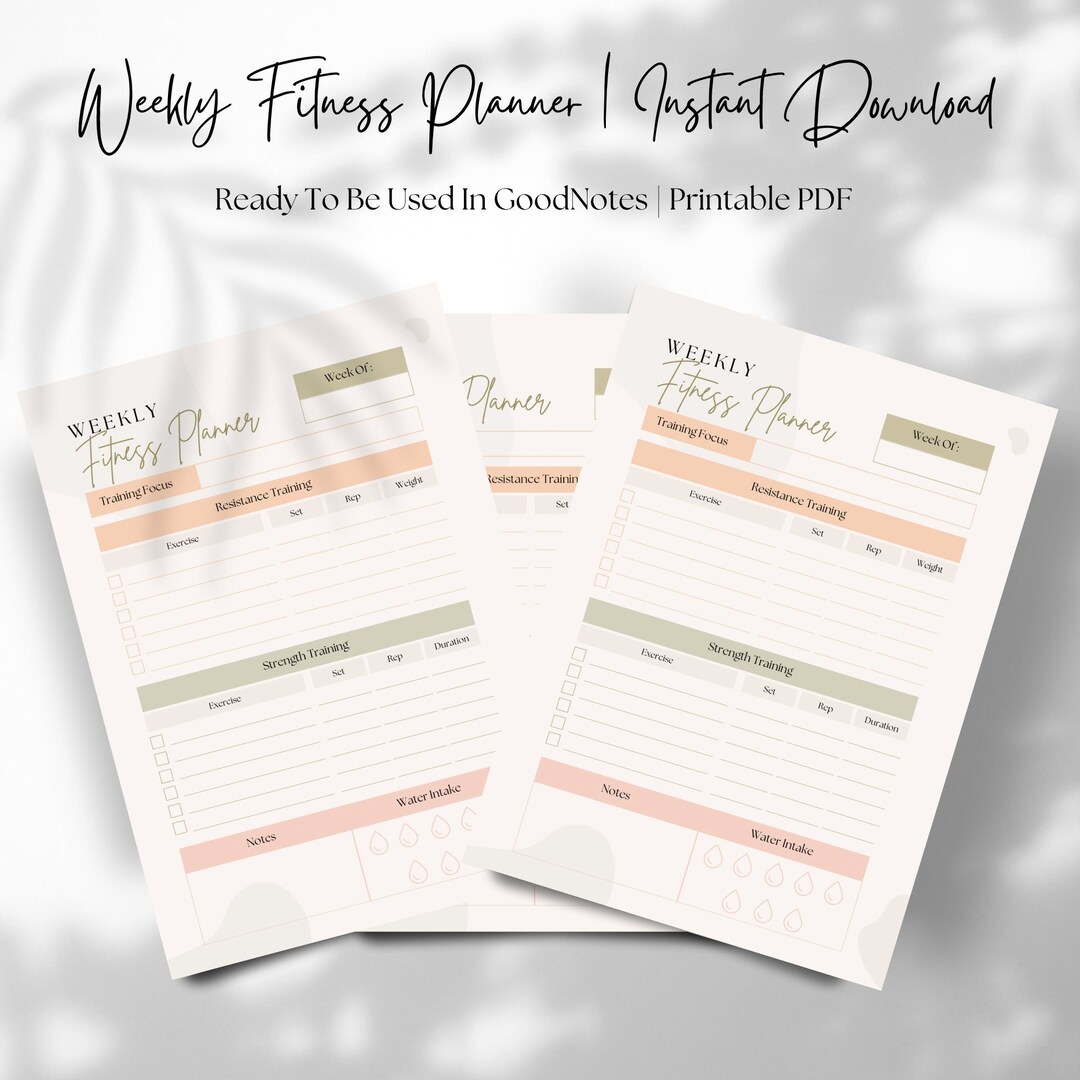 Goodnotes Fitness Tracker, Printable Fitness Log, Weight Tracker ...