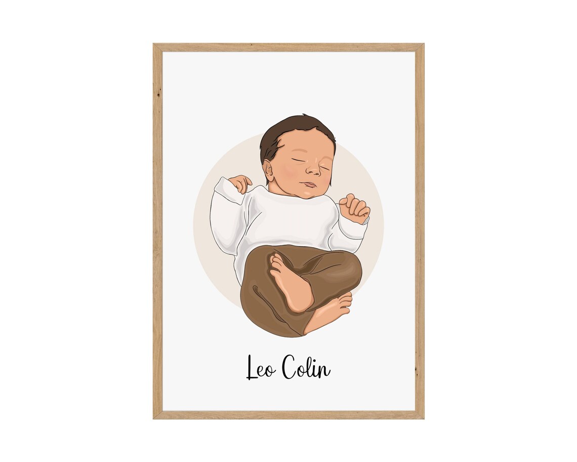 Custom Baby Portrait, Custom Birth Poster, Portrait From Photo, Baby ...
