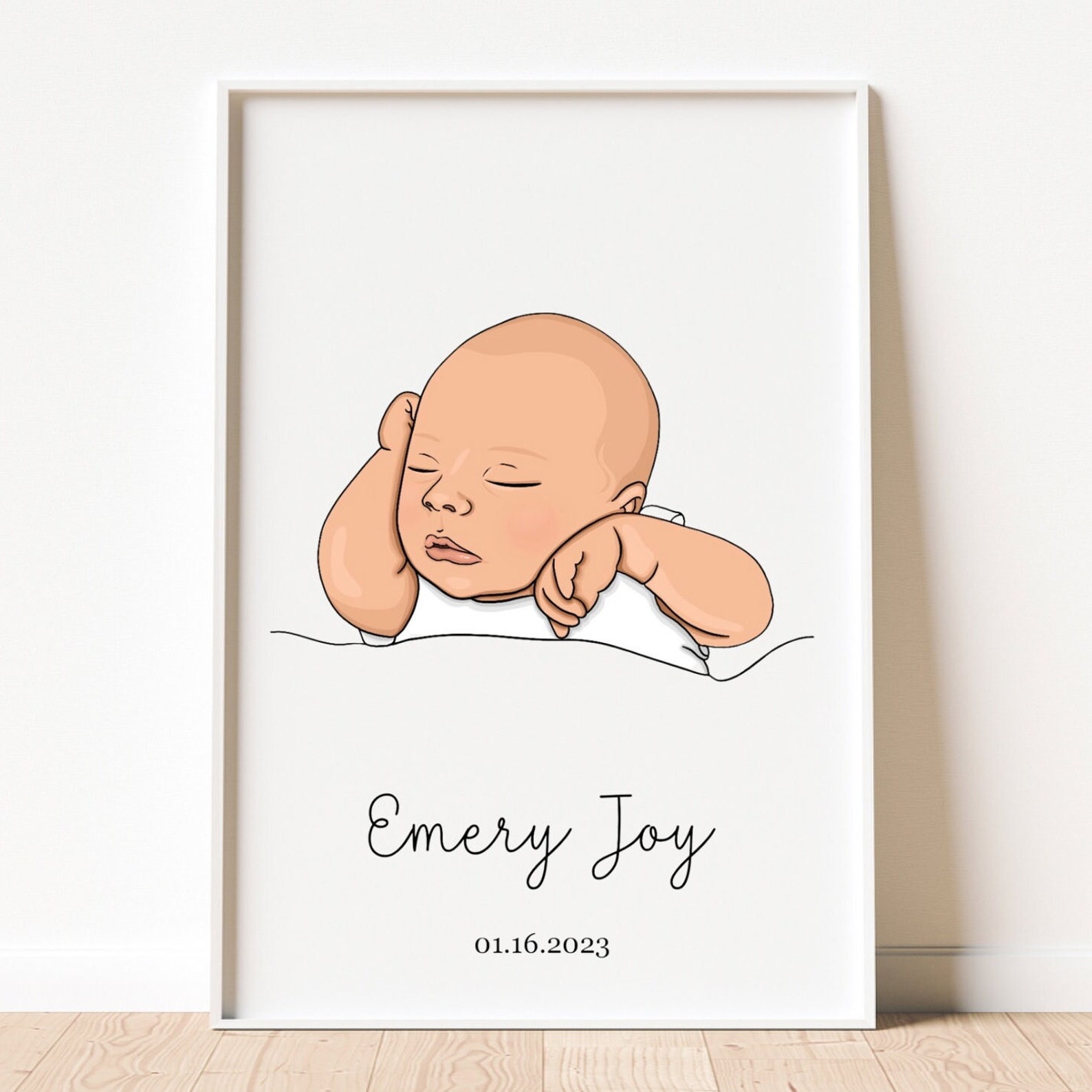 Custom Baby Portrait, Custom Birth Poster, Portrait From Photo, Baby ...
