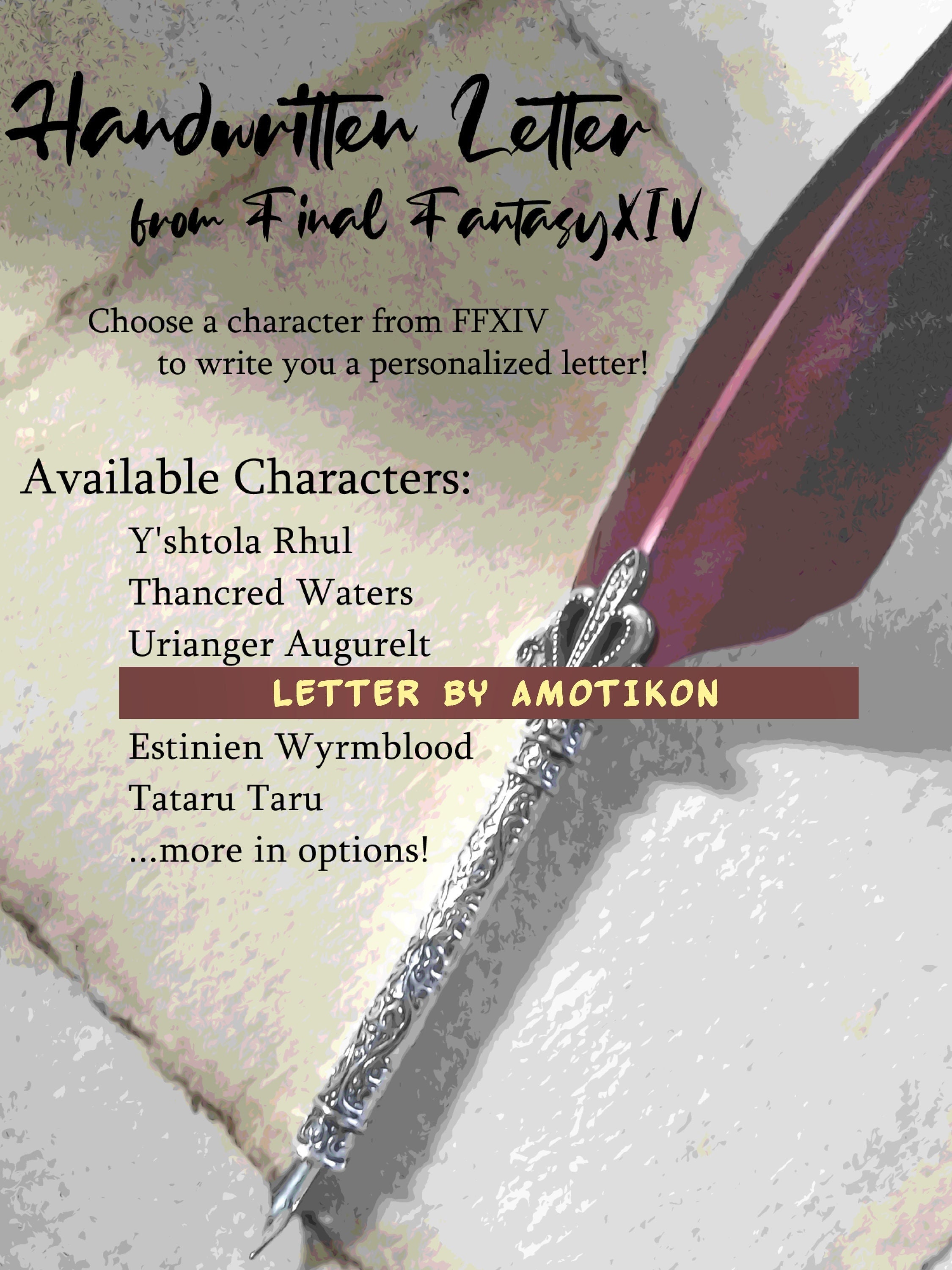 Custom Handwritten Letter From Your Favorite FFXIV Character G'raha Tia ...