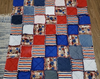 Patriotic Rag Quilt - Etsy