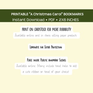 Printable a Christmas Carol Bookmarks, Charles Dickens, Gift for Book ...