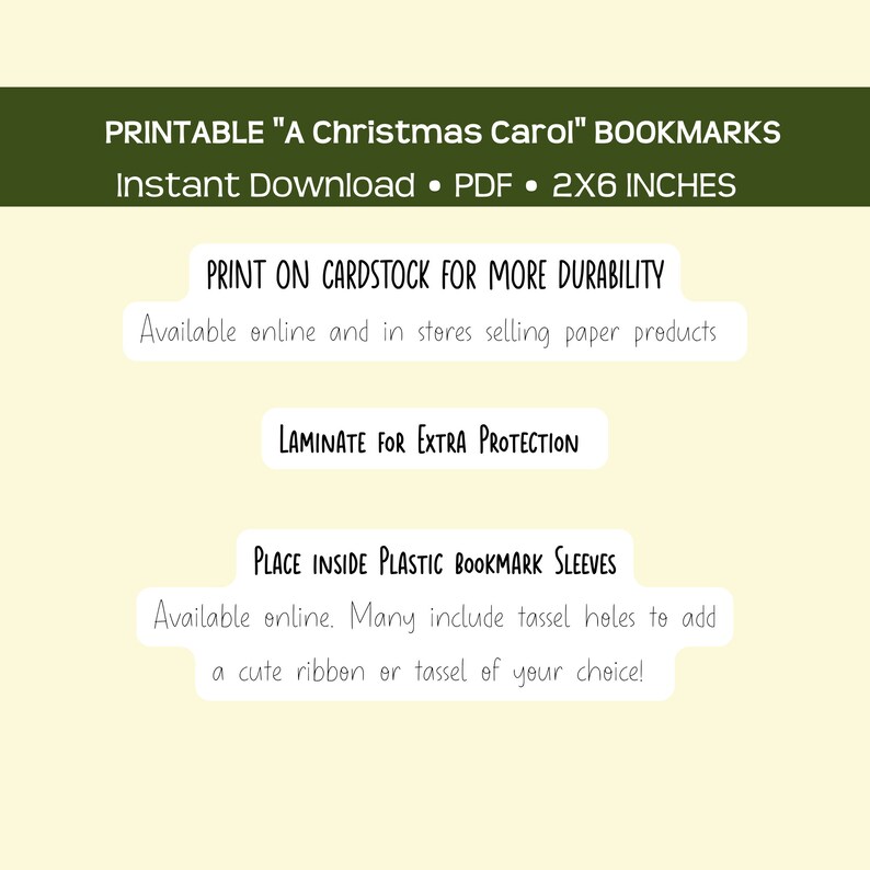 Printable a Christmas Carol Bookmarks, Charles Dickens, Gift for Book ...