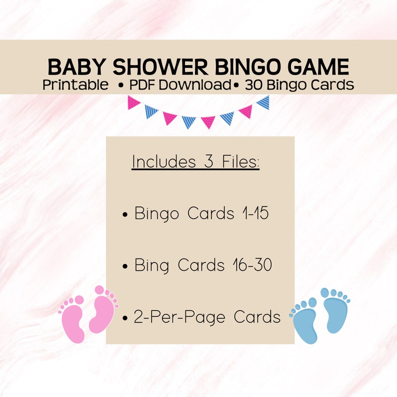 Baby Shower Bingo, Printable Game, 30 Bingo Cards, Black and White ...