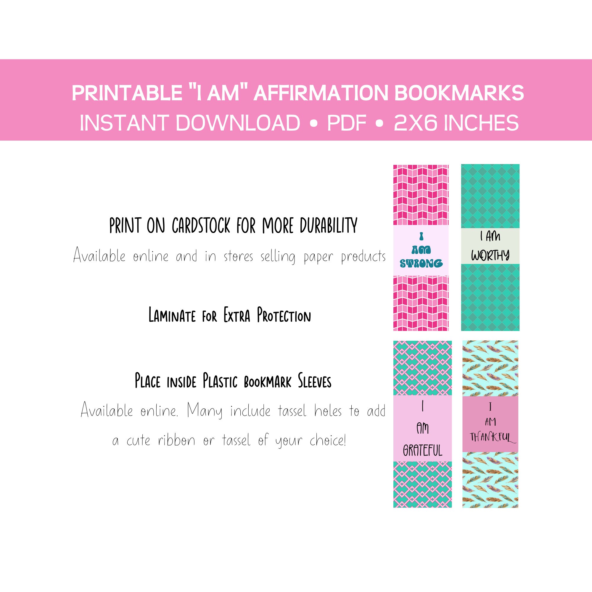 Printable Affirmation Bookmarks i Am Instant Pdf - Etsy