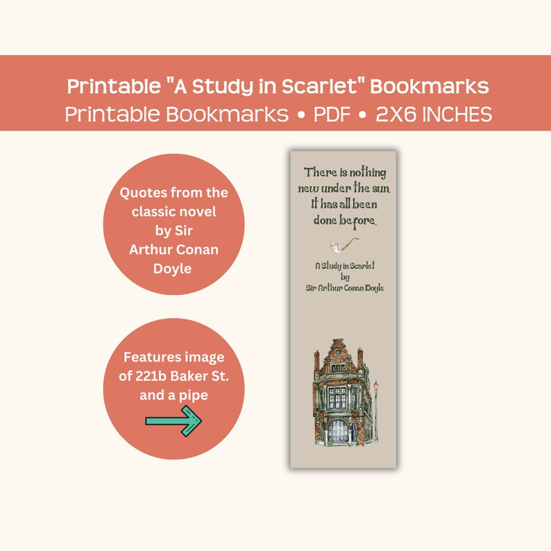 Printable Sherlock Holmes Bookmarks Quotes From Sir Arthur - Etsy