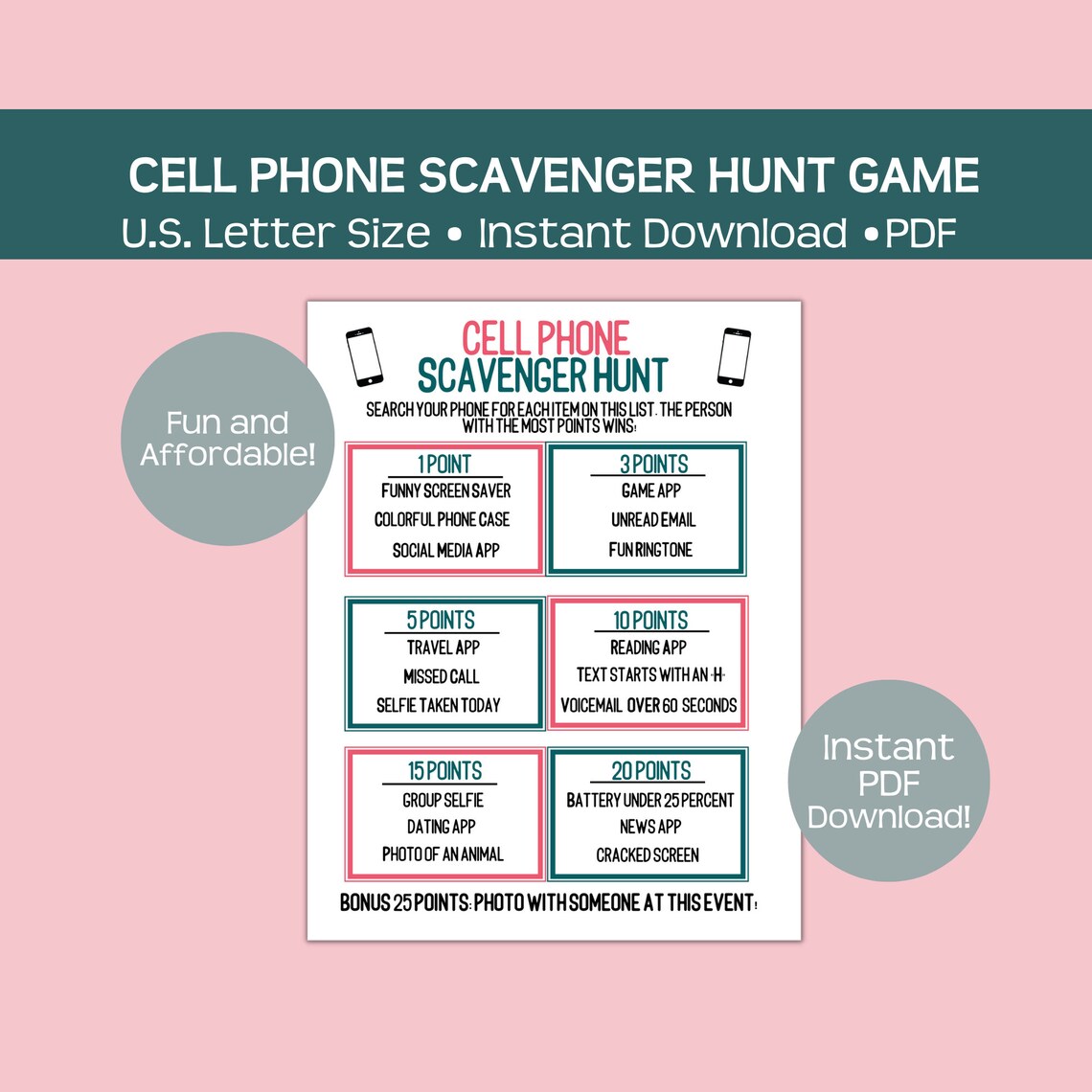 Cell Phone Scavenger Hunt, What's on Your Phone, Photo Scavenger Game ...