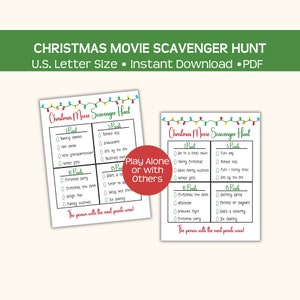 Printable Christmas Movie Scavenger Hunt Game, Play Alone or With ...