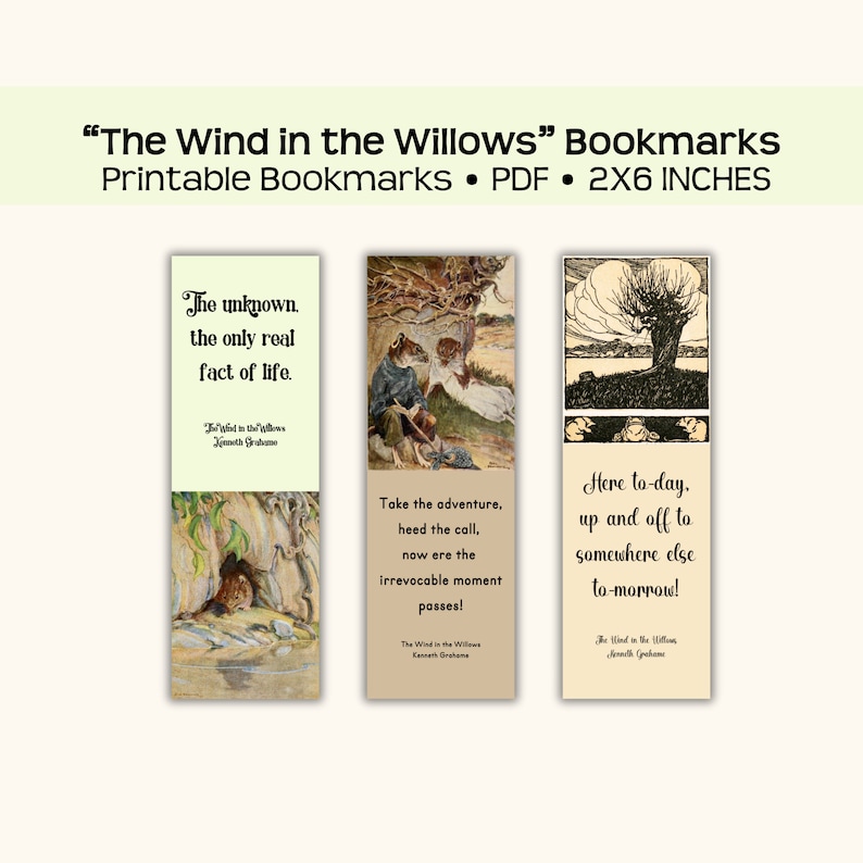 Printable the Wind in the Willows Bookmarks, Instant Download ...