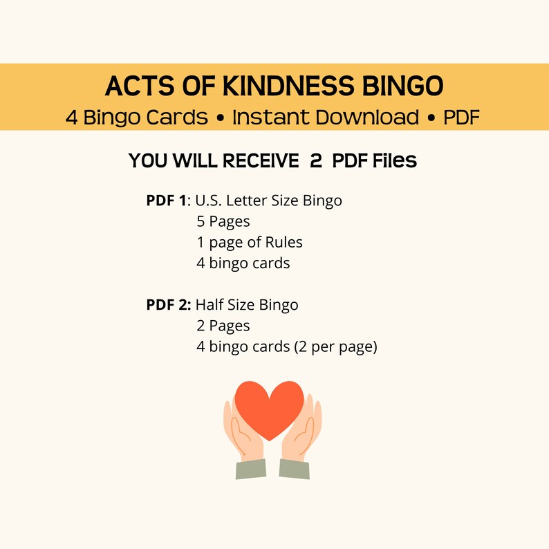 Printable Acts of Kindness Bingo Game, 4 Bingo Cards, Good Deeds, Pay ...