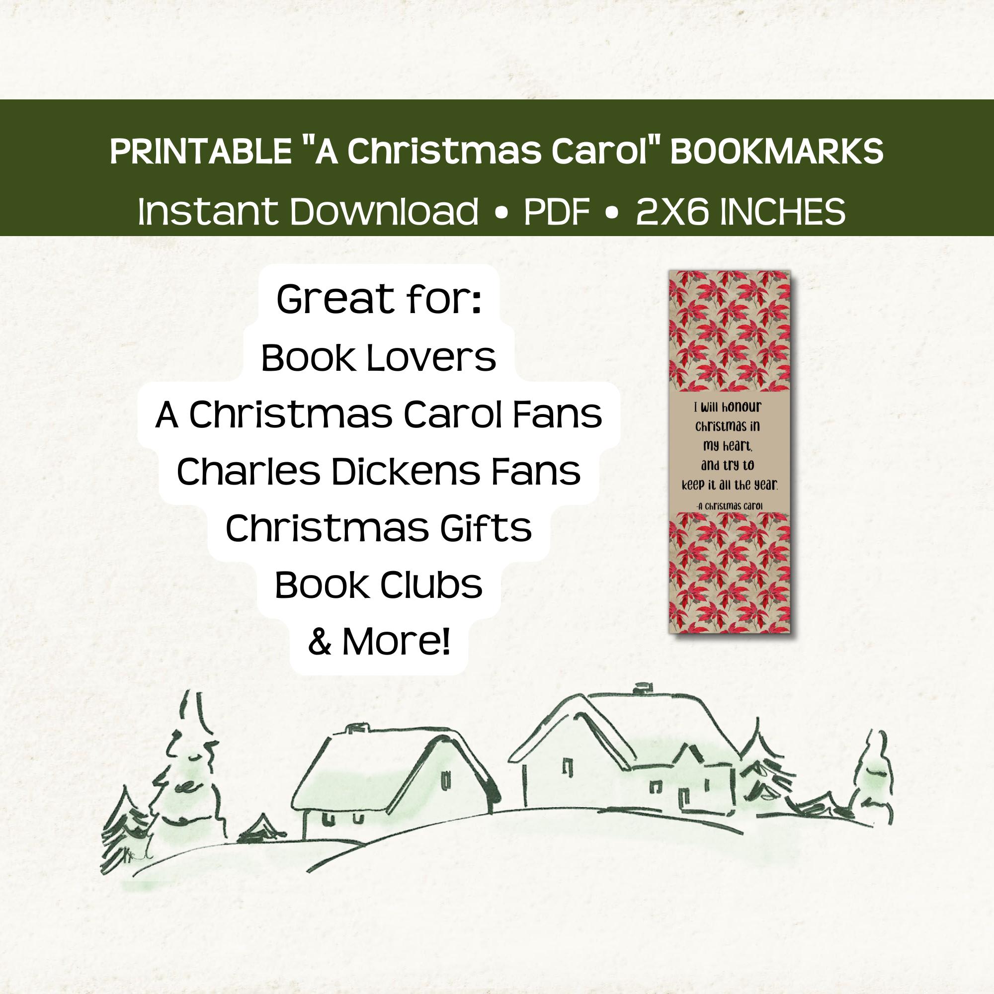 A Christmas Carol Bookmarks: Printable Charles Dickens Gift (instant ...