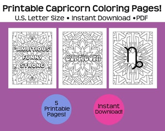 Capricorn Coloring - Etsy