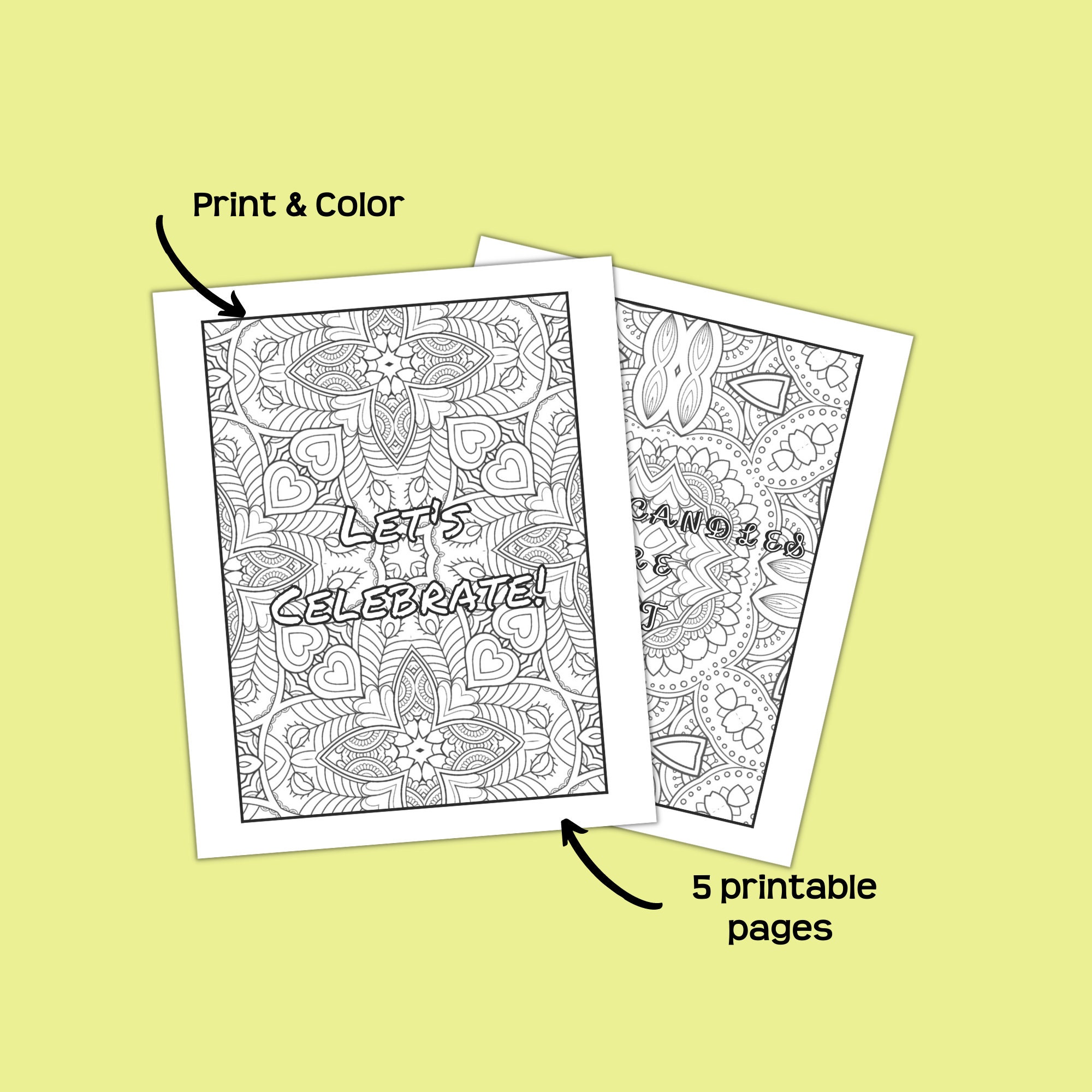 Printable Birthday Coloring Pages Fun Phrases 5 Sheets - Etsy