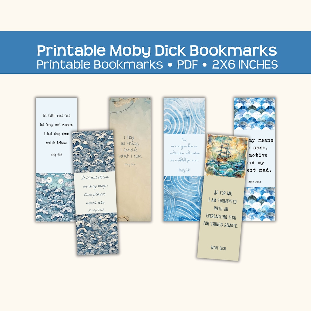 Printable Moby Dick Bookmarks, Quotes From the Famous Novel by Herman ...