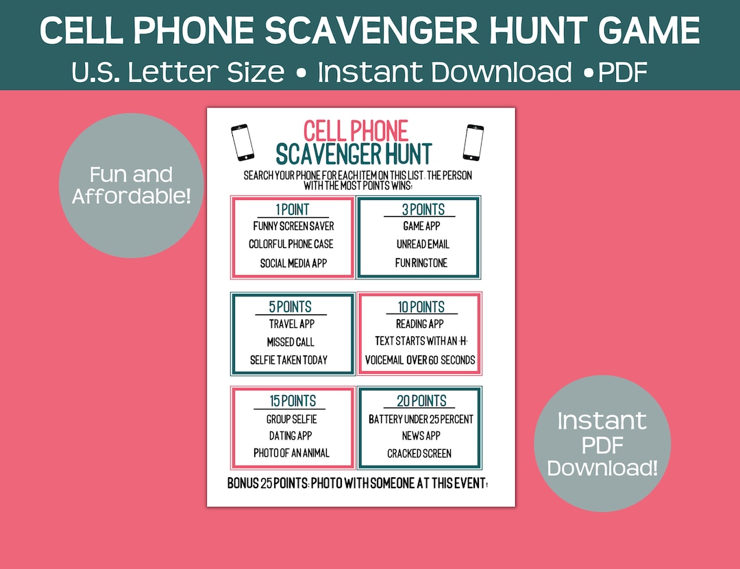 Cell Phone Scavenger Hunt What's on Your Phone Photo - Etsy