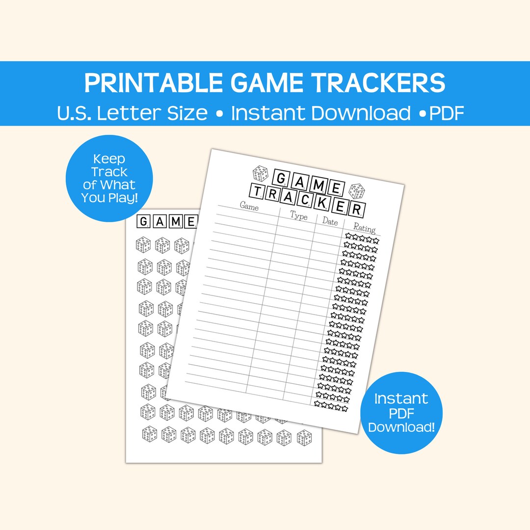 Printable Game Tracker, Log and Rate Board Games, Video Games, and More ...