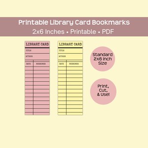 Printable Library Card Bookmarks: Gift for Bookworms (PDF Download) - Etsy