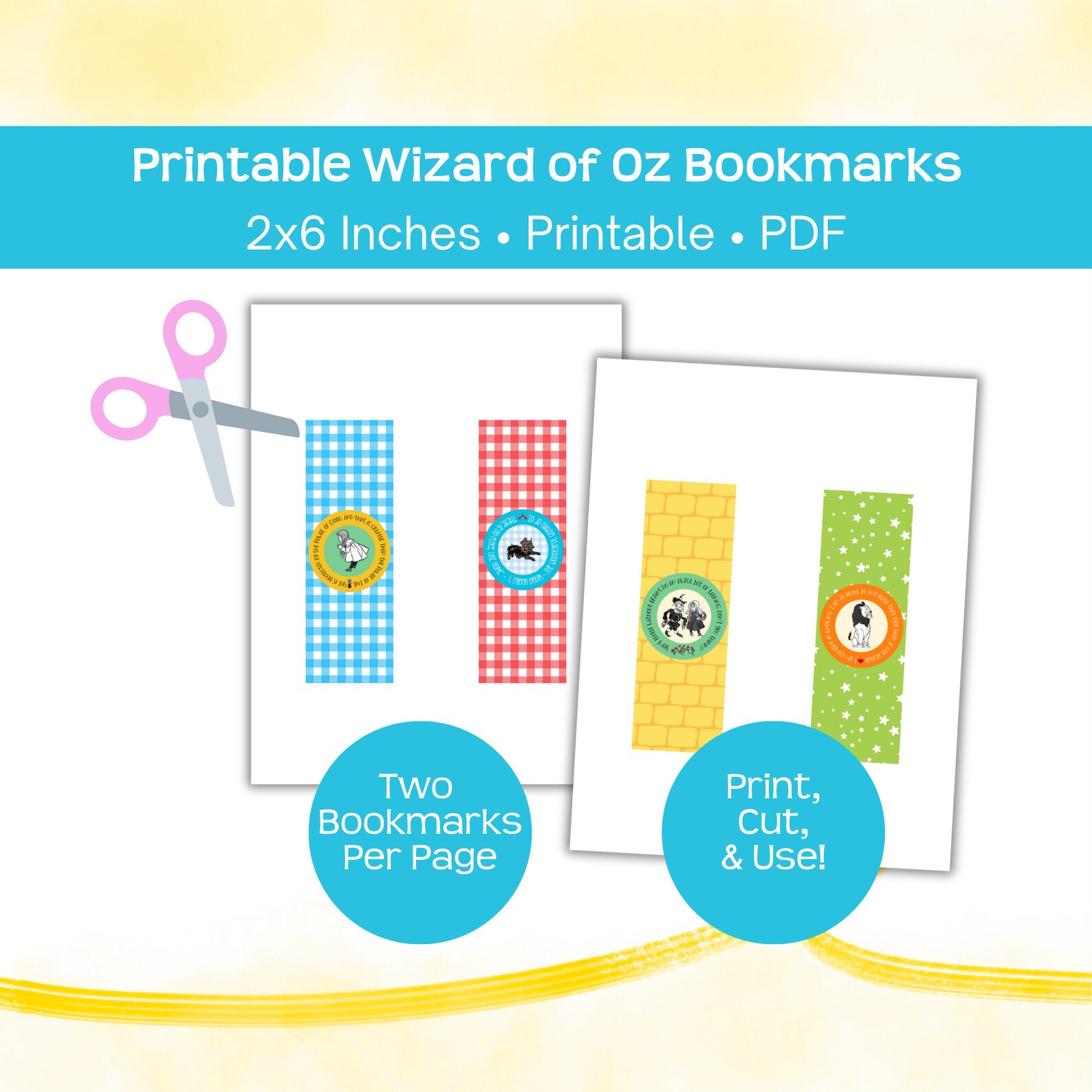 Printable Bookmarks, Wonderful Wizard of Oz by L. Frank Baum, Book ...