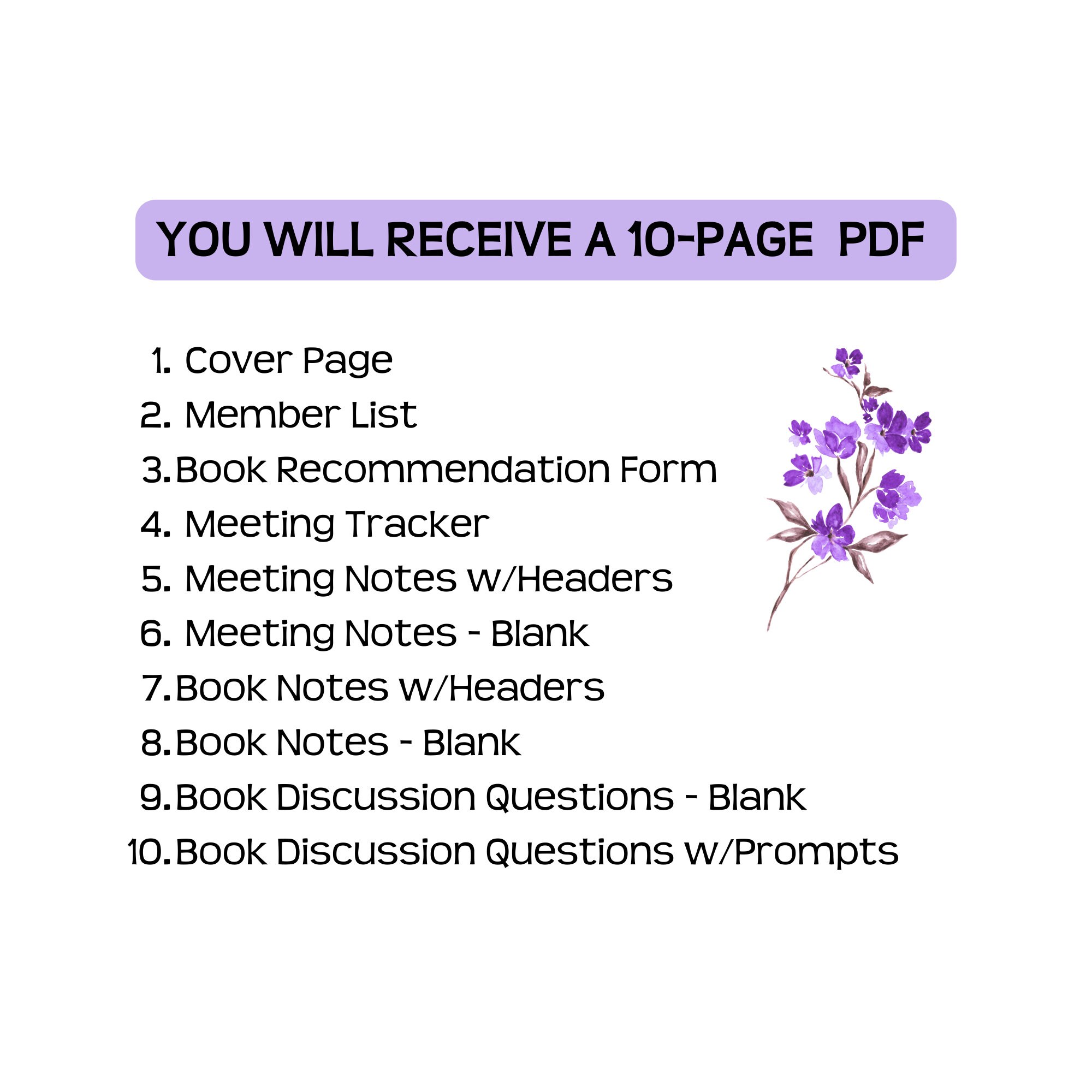 Printable Book Club Planner Bundle, Floral Theme, Instant Pdf Download ...