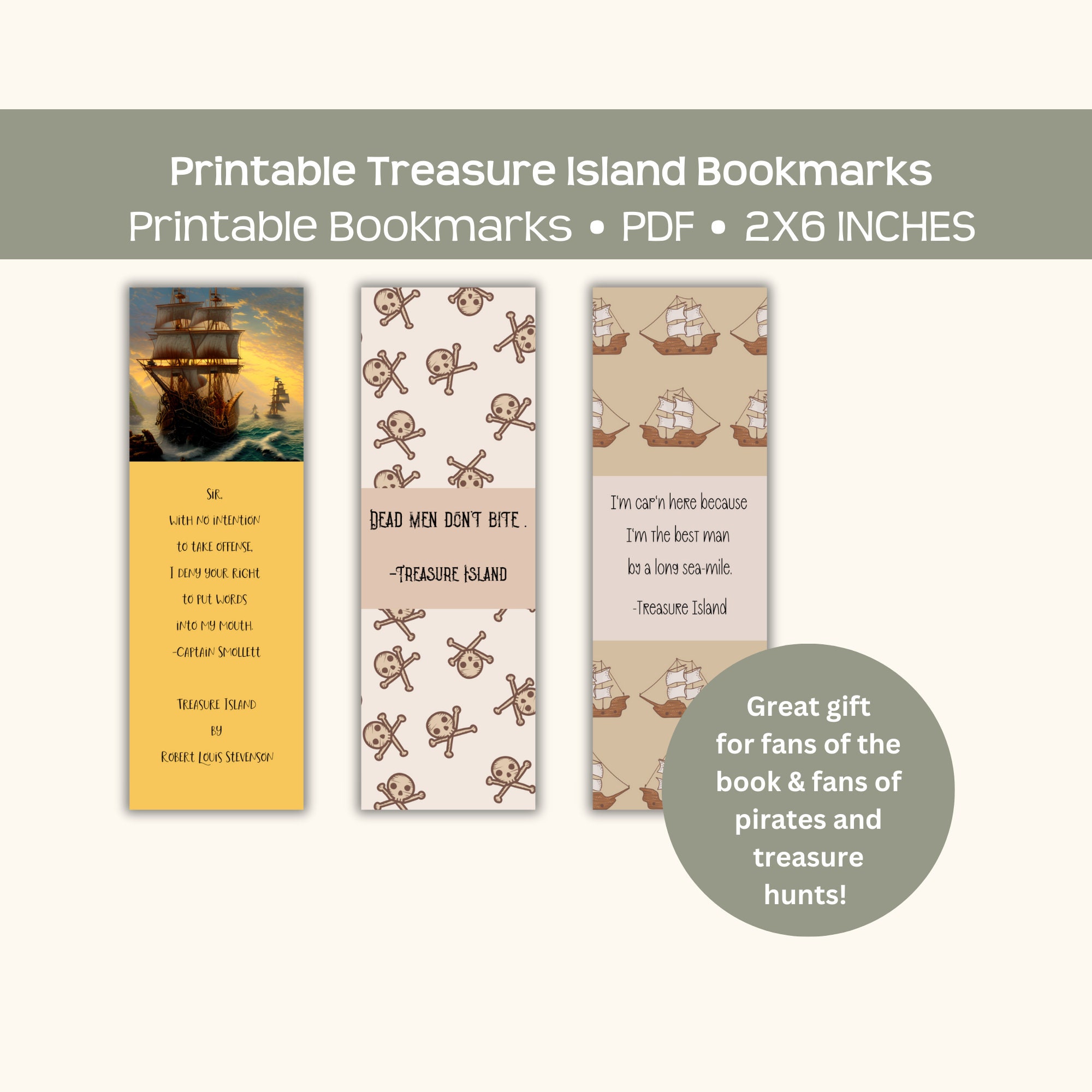 Printable Treasure Island Bookmarks, Quotes From the Robert Louis ...
