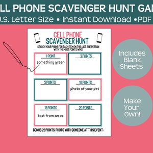 Cell Phone Scavenger Hunt What's on Your Phone Photo - Etsy