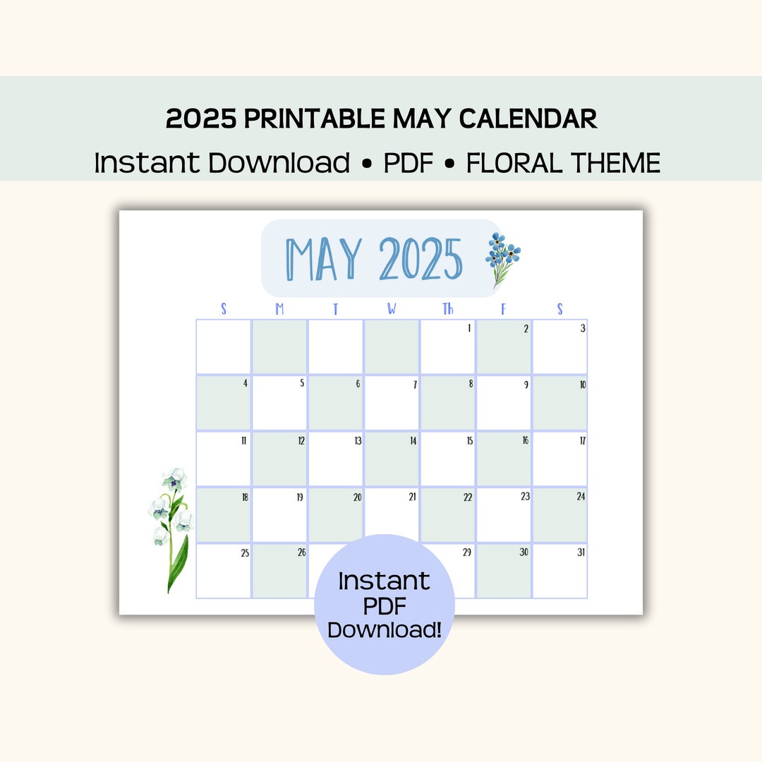 Printable May 2005 Calendar Page, Lily of the Valley, Forget Me Not ...