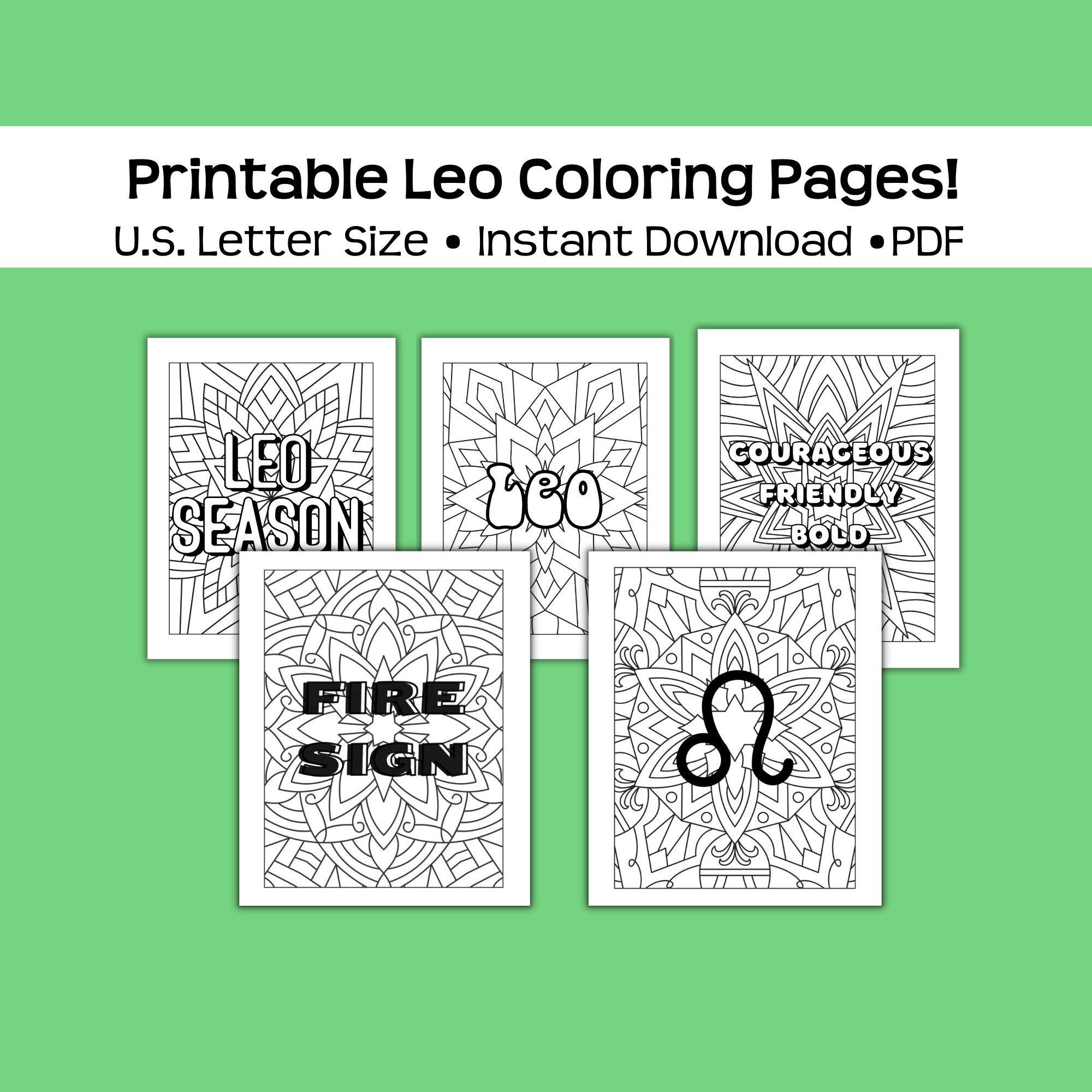 Printable Leo Zodiac Sign Coloring Pages, July and August Birthday ...