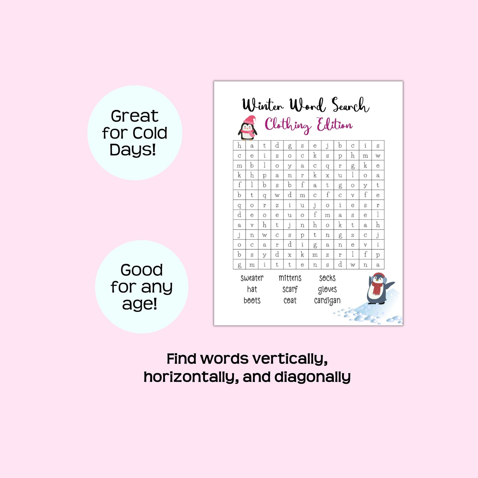 Printable Winter Word Search Bundle 6 Printable Games - Etsy