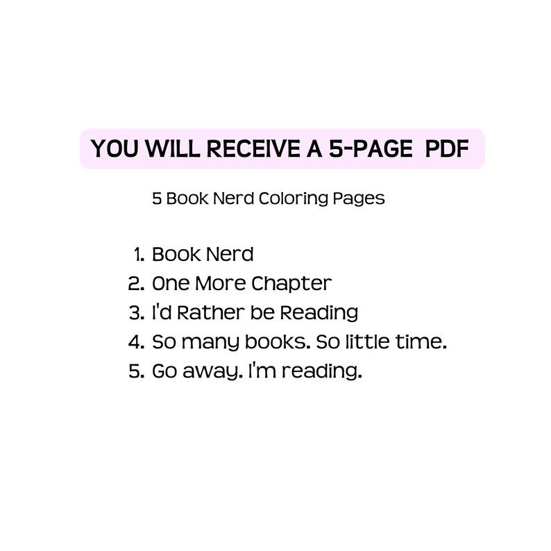 Book nerd coloring pages adult coloring sheets instant PDF - Etsy México