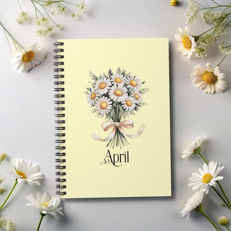 April Daisy Floral Notebook: Birth Month Flower Journal - Etsy