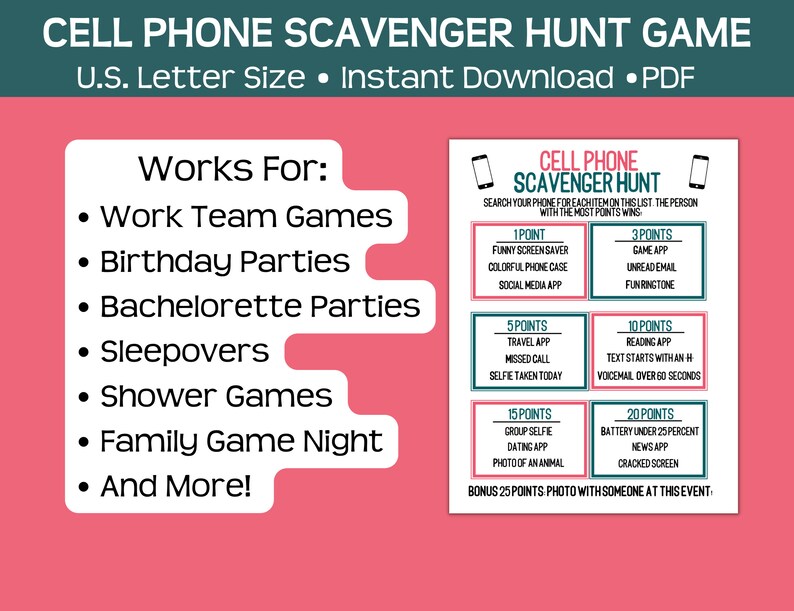 Cell Phone Scavenger Hunt What's on Your Phone Photo - Etsy