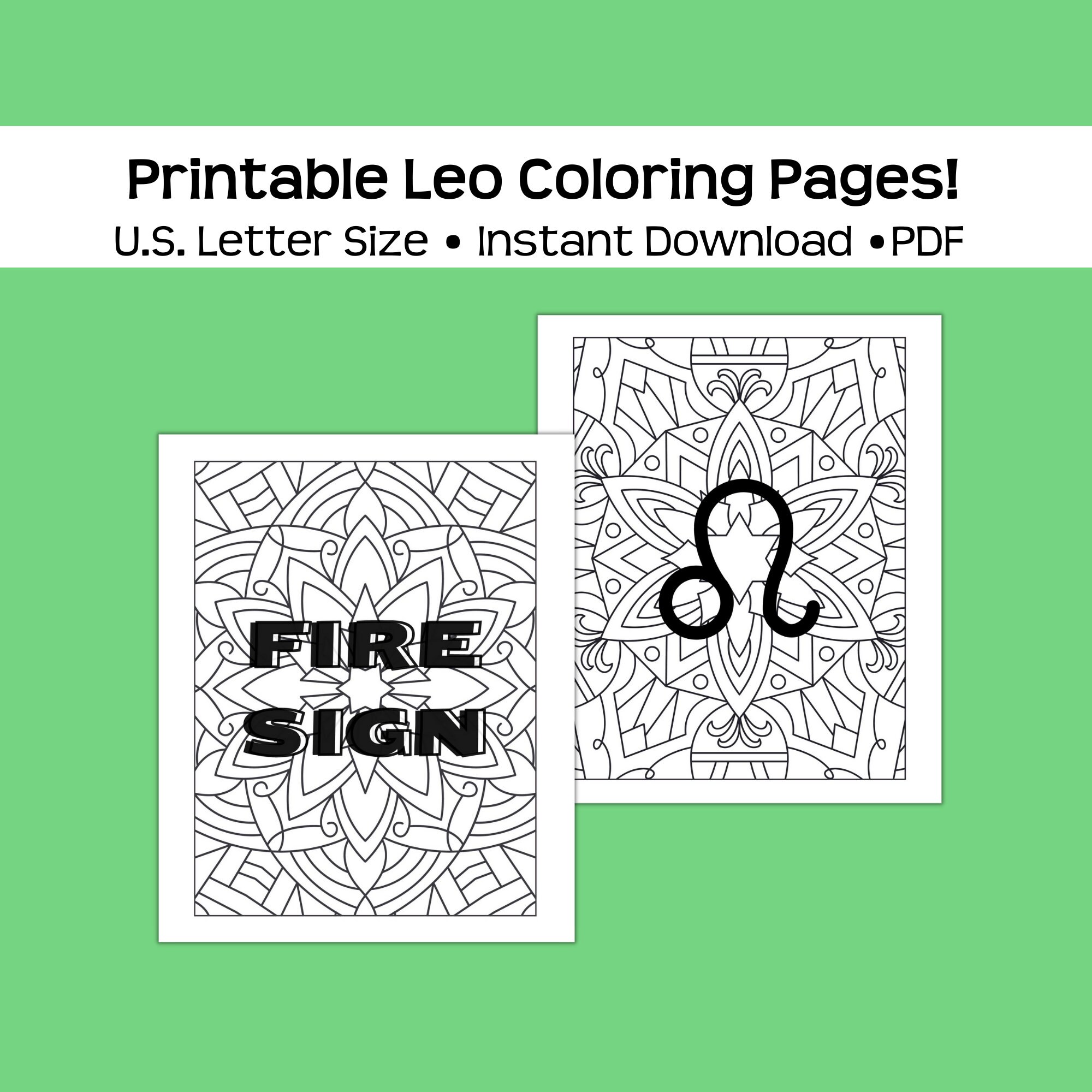 Printable Leo Zodiac Sign Coloring Pages, July and August Birthday ...