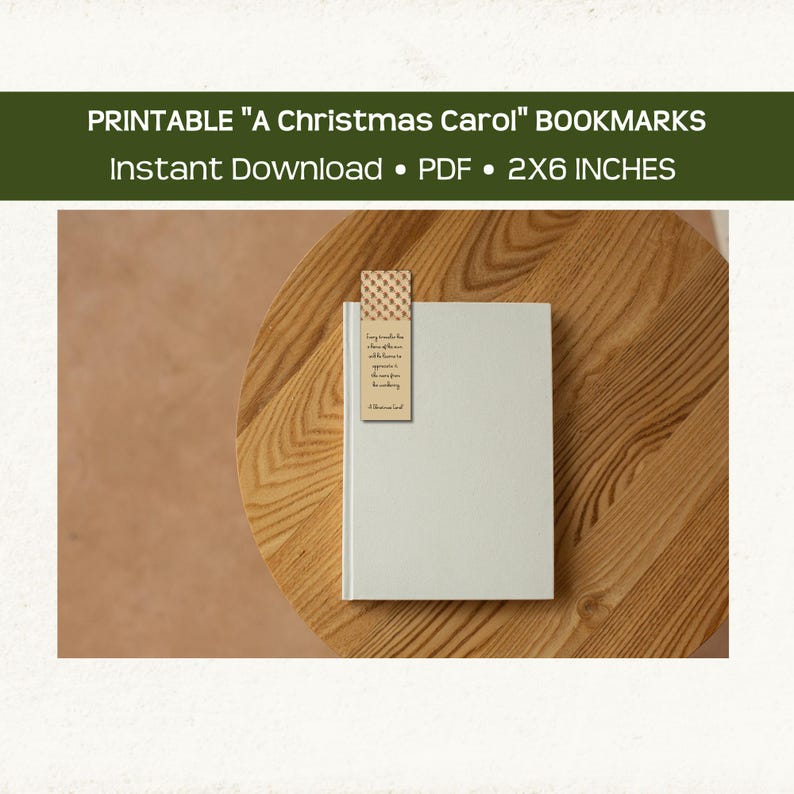 A Christmas Carol Bookmarks: Printable Charles Dickens Gift (instant ...