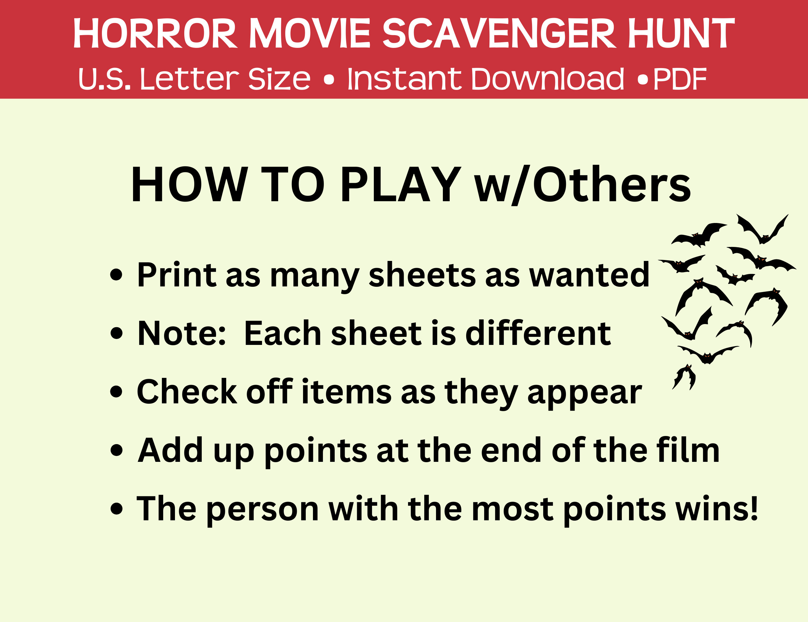 Printable Horror Movie Scavenger Hunt Game for Lovers of - Etsy Australia