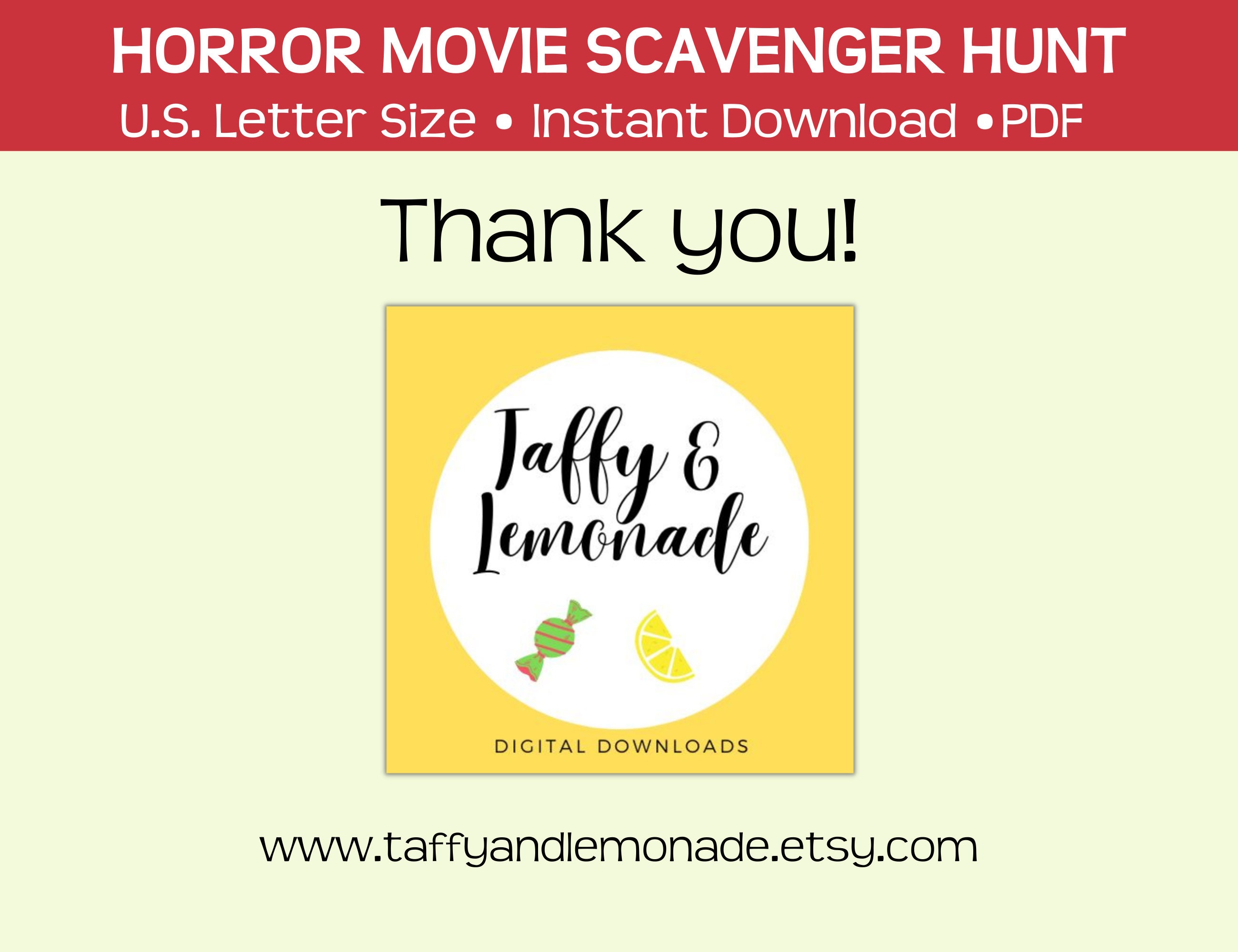 Printable Horror Movie Scavenger Hunt Game for Lovers of - Etsy Australia