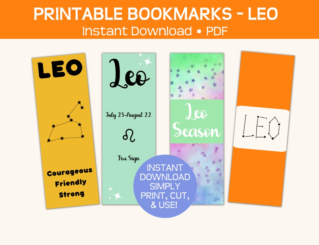 Printable Bookmarks Leo Zodiac Sign Astrology Lover - Etsy