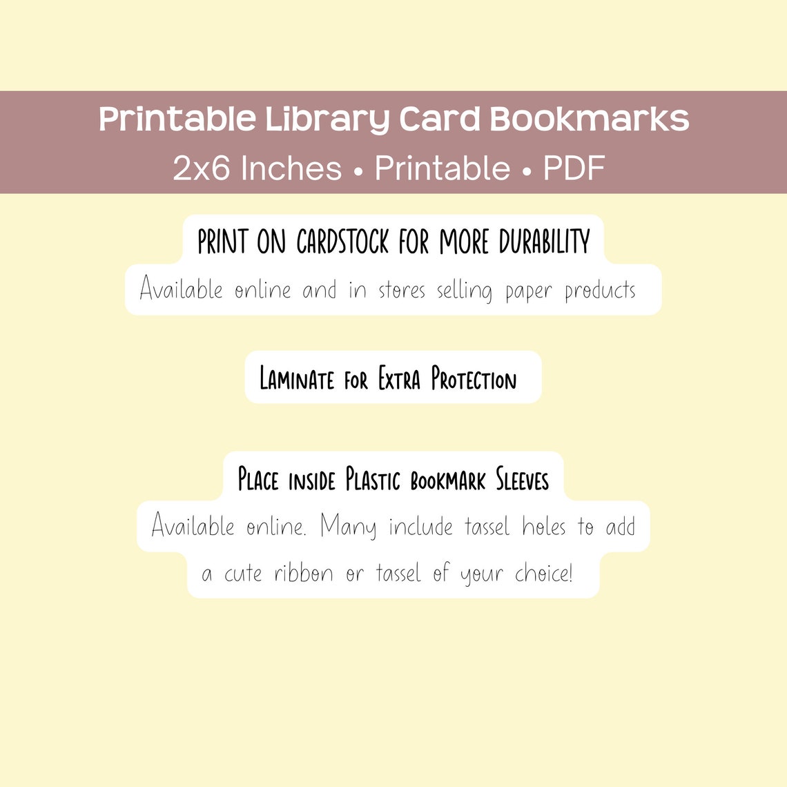 Printable Library Card Bookmarks: Gift for Bookworms (PDF Download) - Etsy