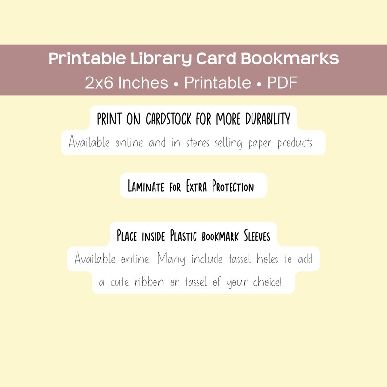 Printable Library Card Bookmarks: Gift for Bookworms (PDF Download) - Etsy