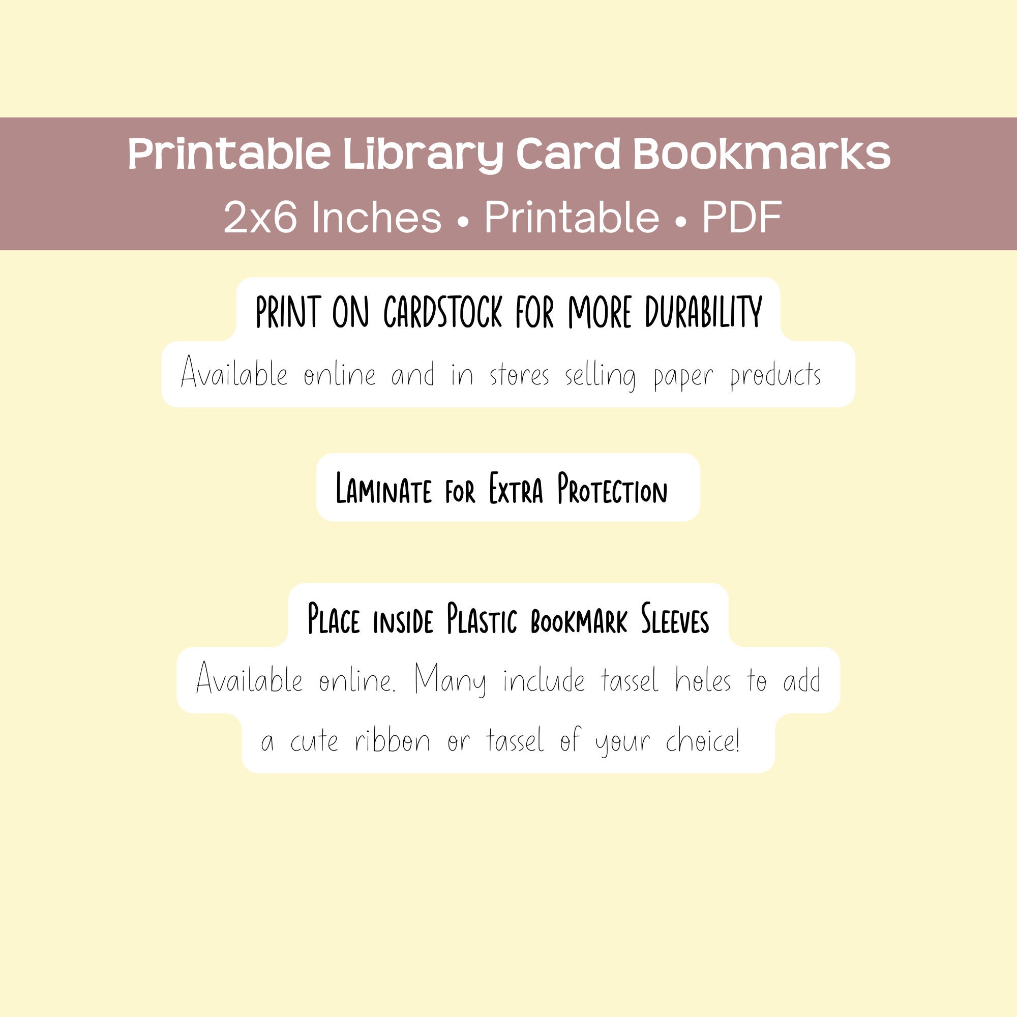 Printable Library Card Bookmarks: Gift for Bookworms (PDF Download) - Etsy
