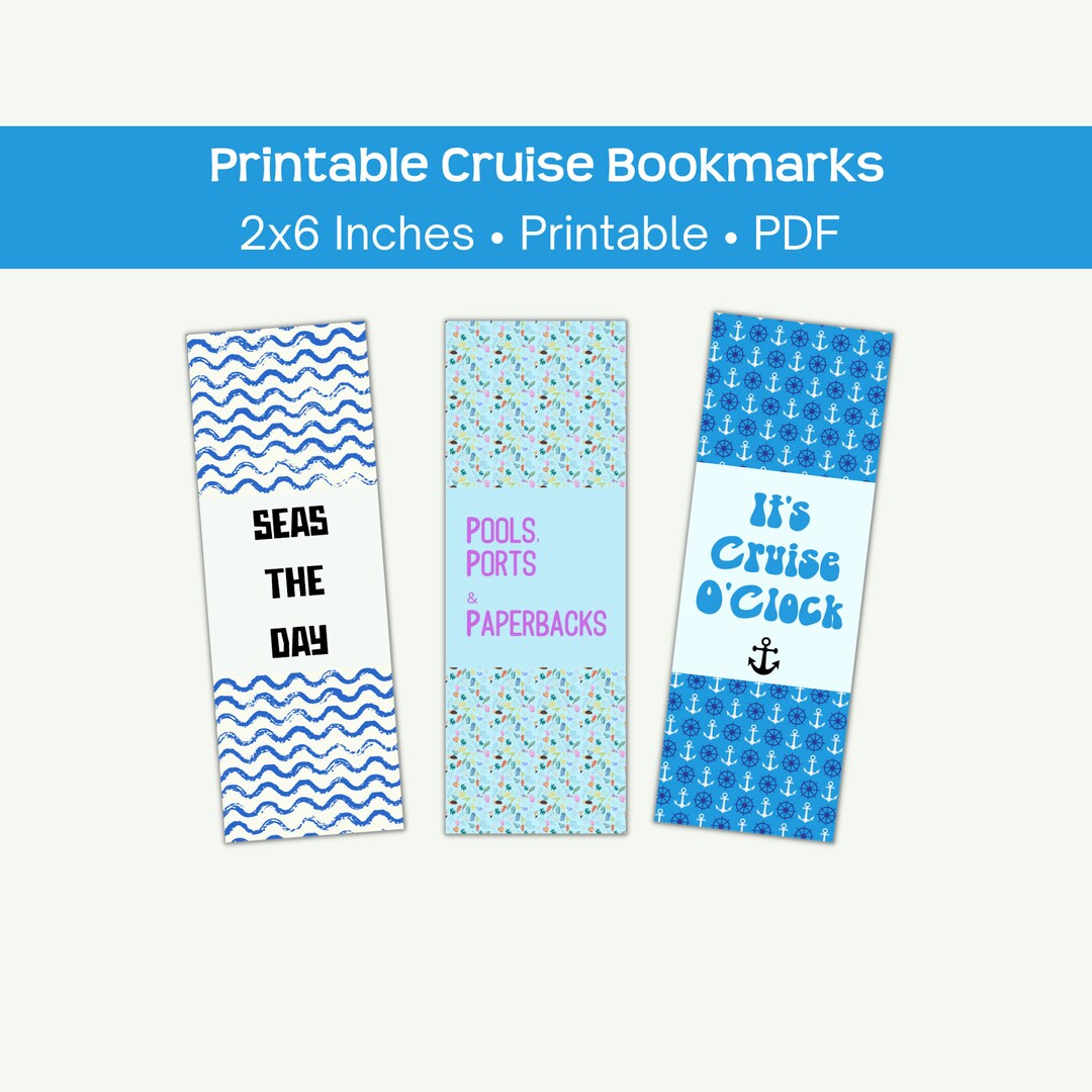 Printable Cruise Bookmarks, Set of 3, Seas the Day, Cruise O'clock ...