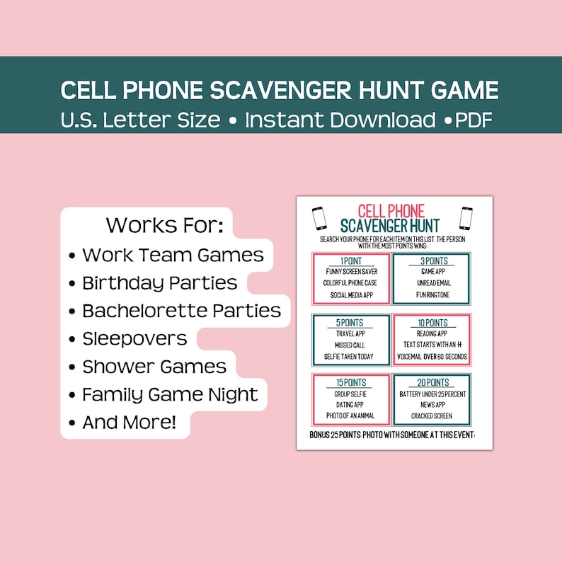 Cell Phone Scavenger Hunt, What's on Your Phone, Photo Scavenger Game ...