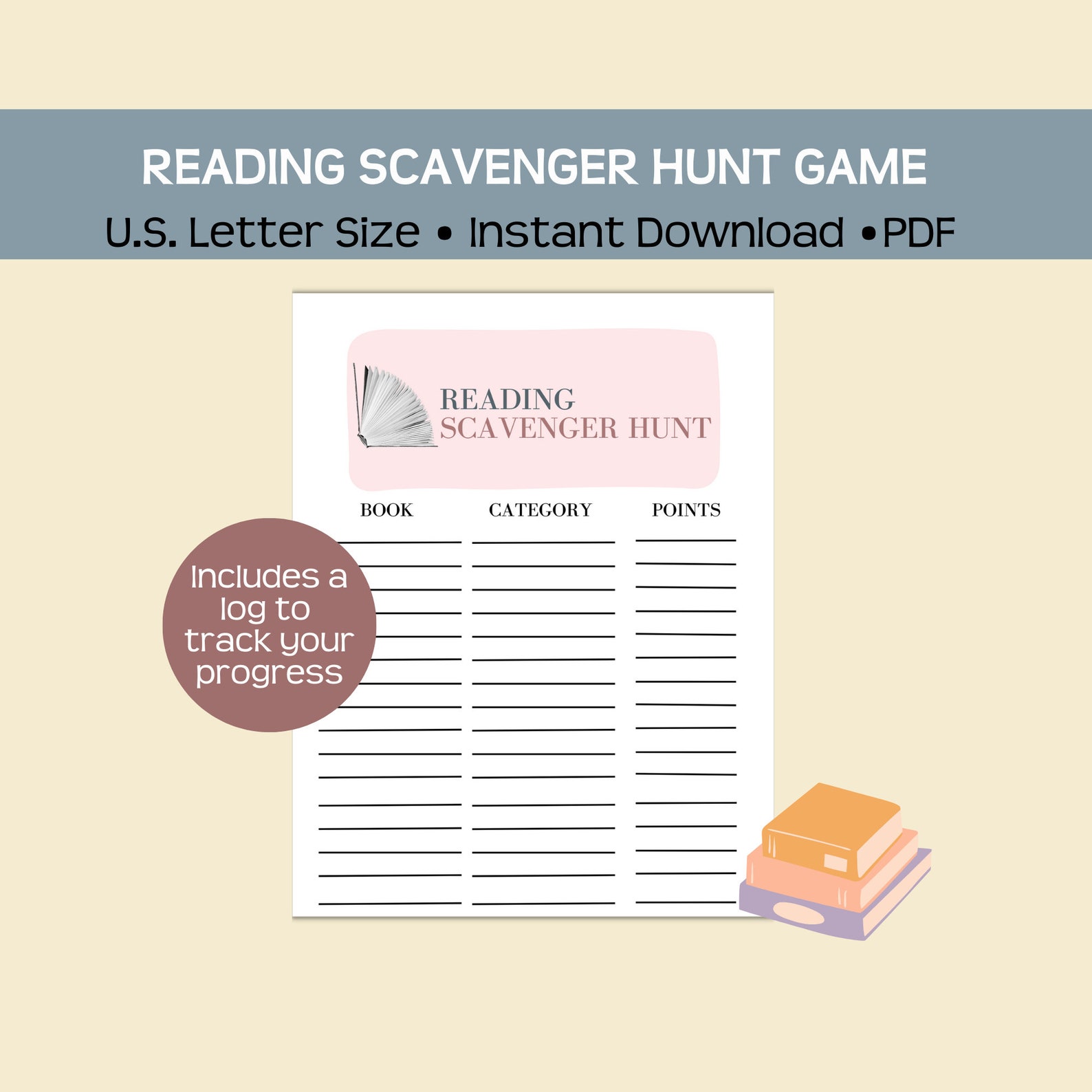 Printable Reading Scavenger Hunt Game, Instant Pdf Download, Fun ...