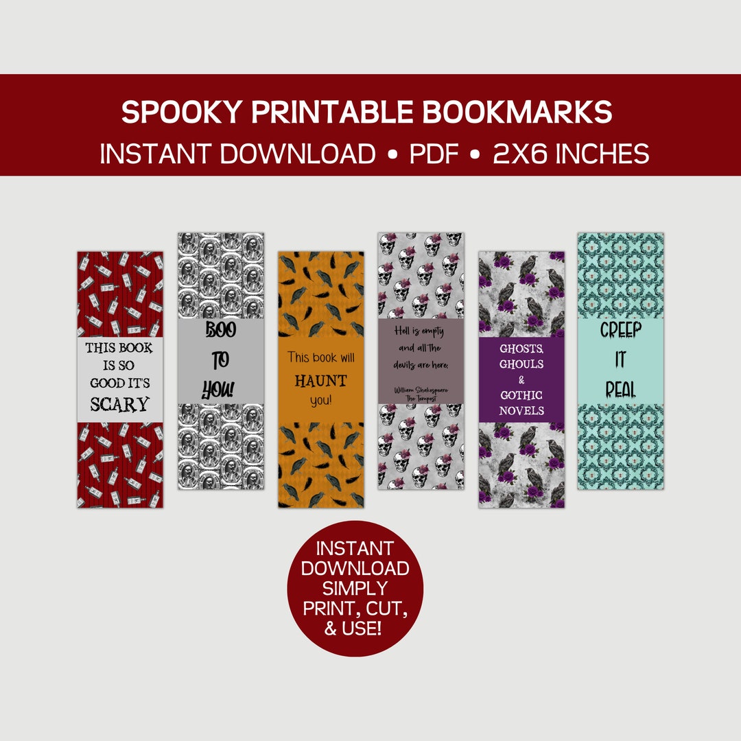 Printable Spooky Bookmarks: Gothic Halloween Reader Gift (PDF Download ...