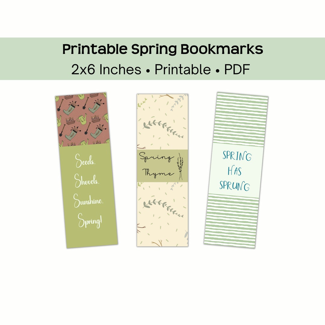 Printable Spring Bookmarks, Instant Pdf Download, Print, Cut, and Use ...