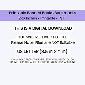 Printable Banned Book Bookmarks, Gift for Book Lovers, Instant Pdf ...