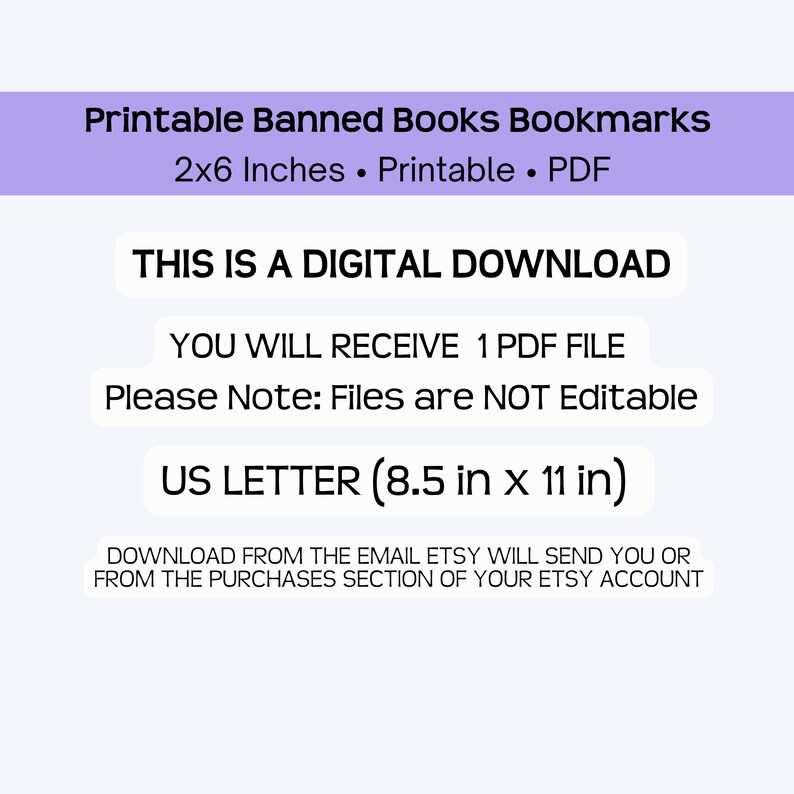 Printable Banned Books Bookmarks: Anti-censorship PDF (2x6 In, US ...