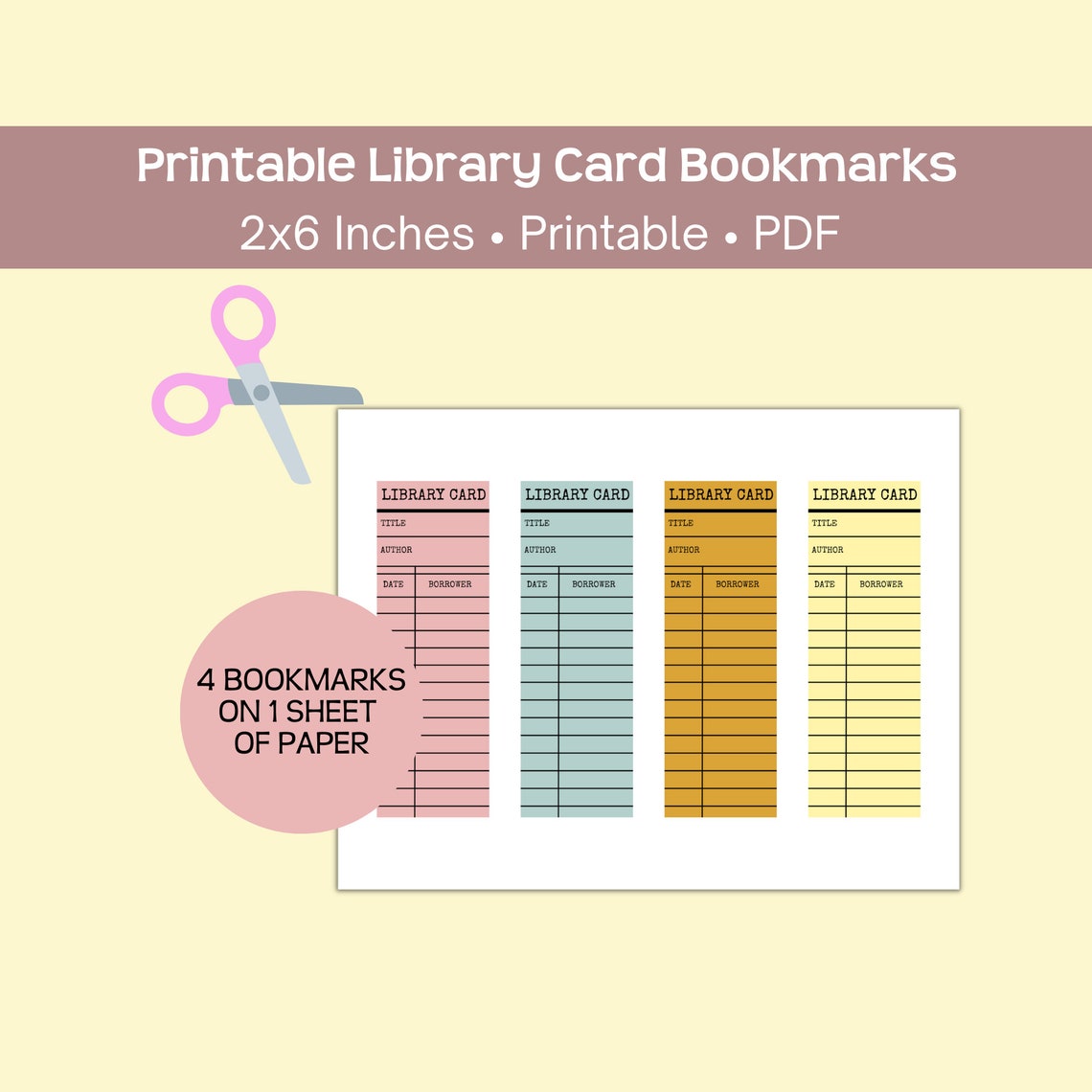 Printable Library Card Bookmarks: Gift for Bookworms (PDF Download) - Etsy
