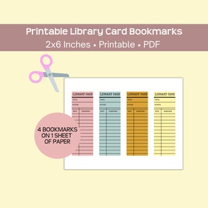 Printable Library Card Bookmarks: Gift for Bookworms (PDF Download) - Etsy