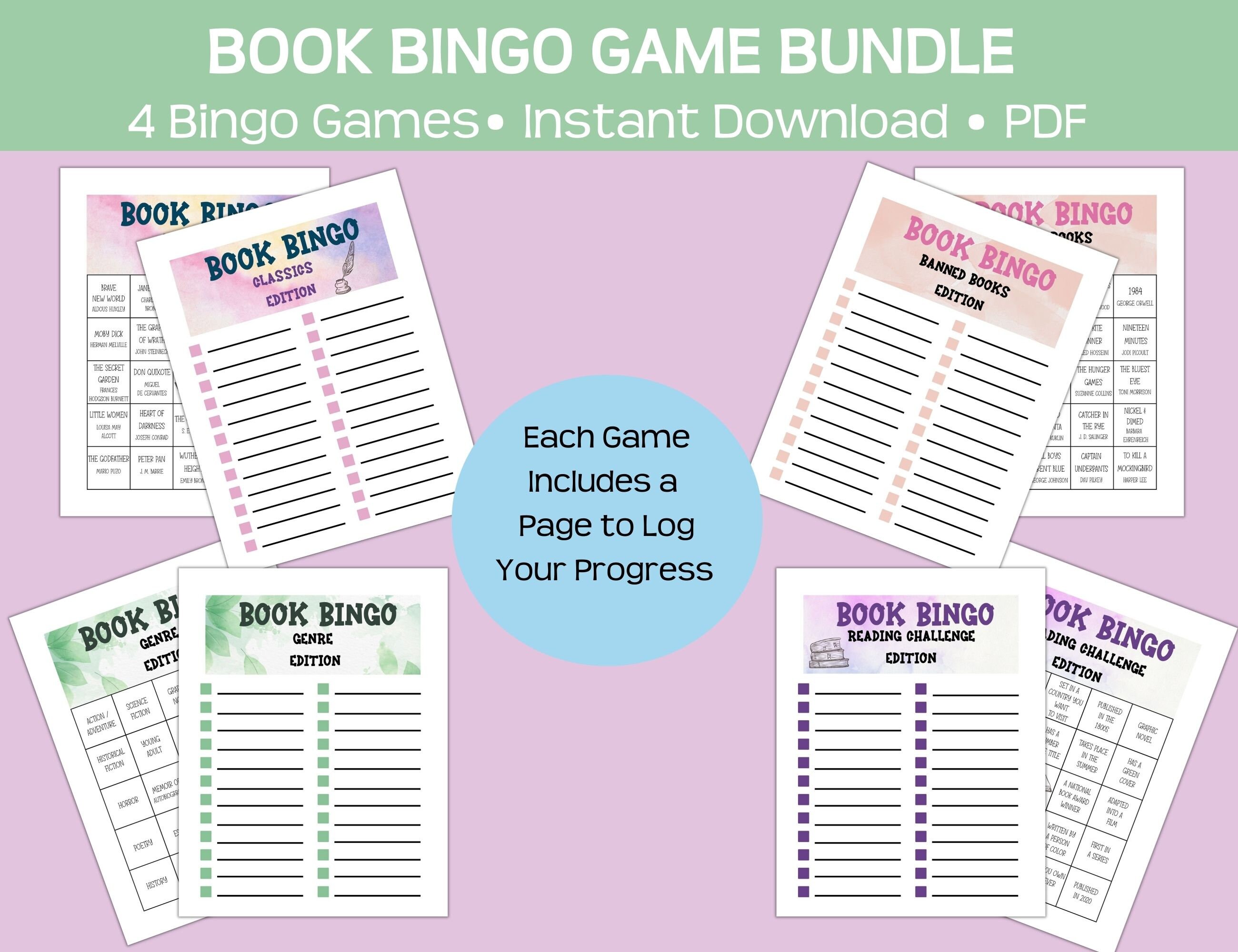 Book Bingo Game Bundle 4 Games for Reading Lovers Instant - Etsy