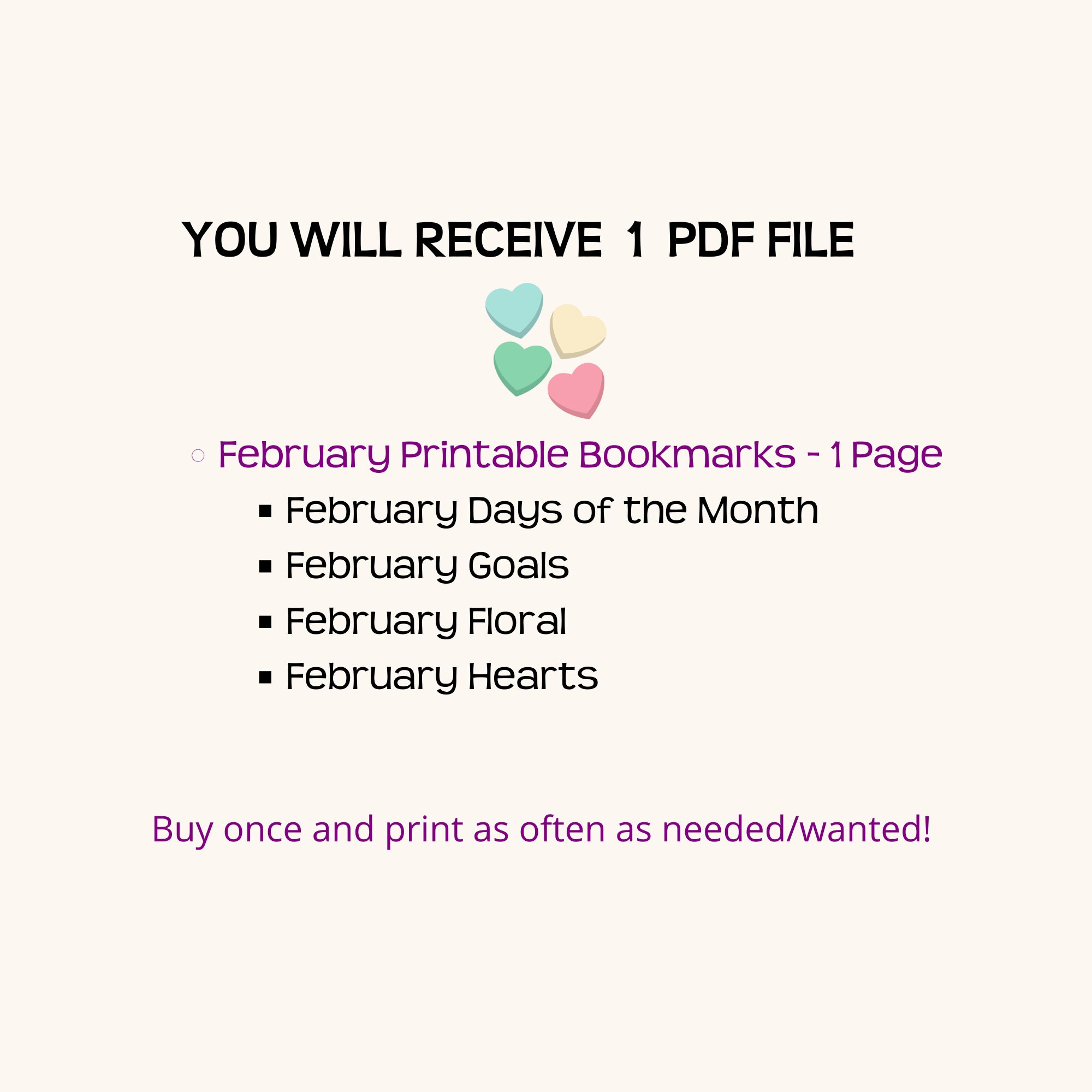 February Printable Bookmarks, Four Bookmarks, Instant Pdf Download ...